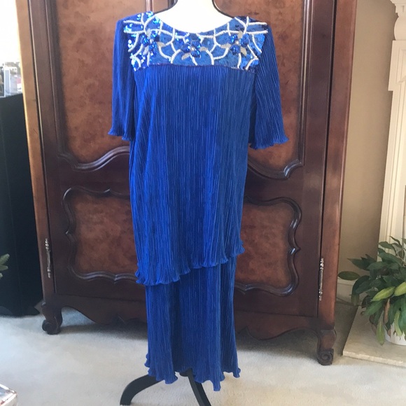 Patra | Dresses | Patra Gorgeous Blue Embellished Tiered Party Dress ...